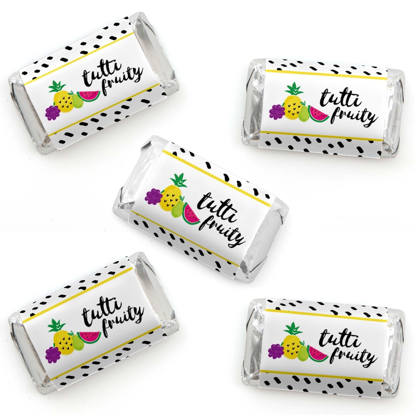 Big Dot of Happiness Tutti Fruity - Mini Candy Bar Wrapper Stickers ...