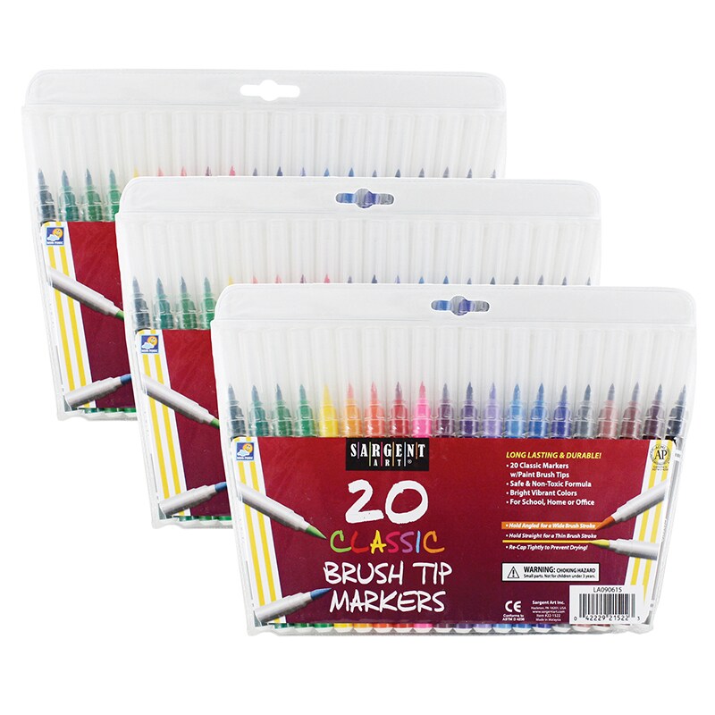 Classic Brush Tip Markers, 20 Per Pack, 3 Packs | Michaels