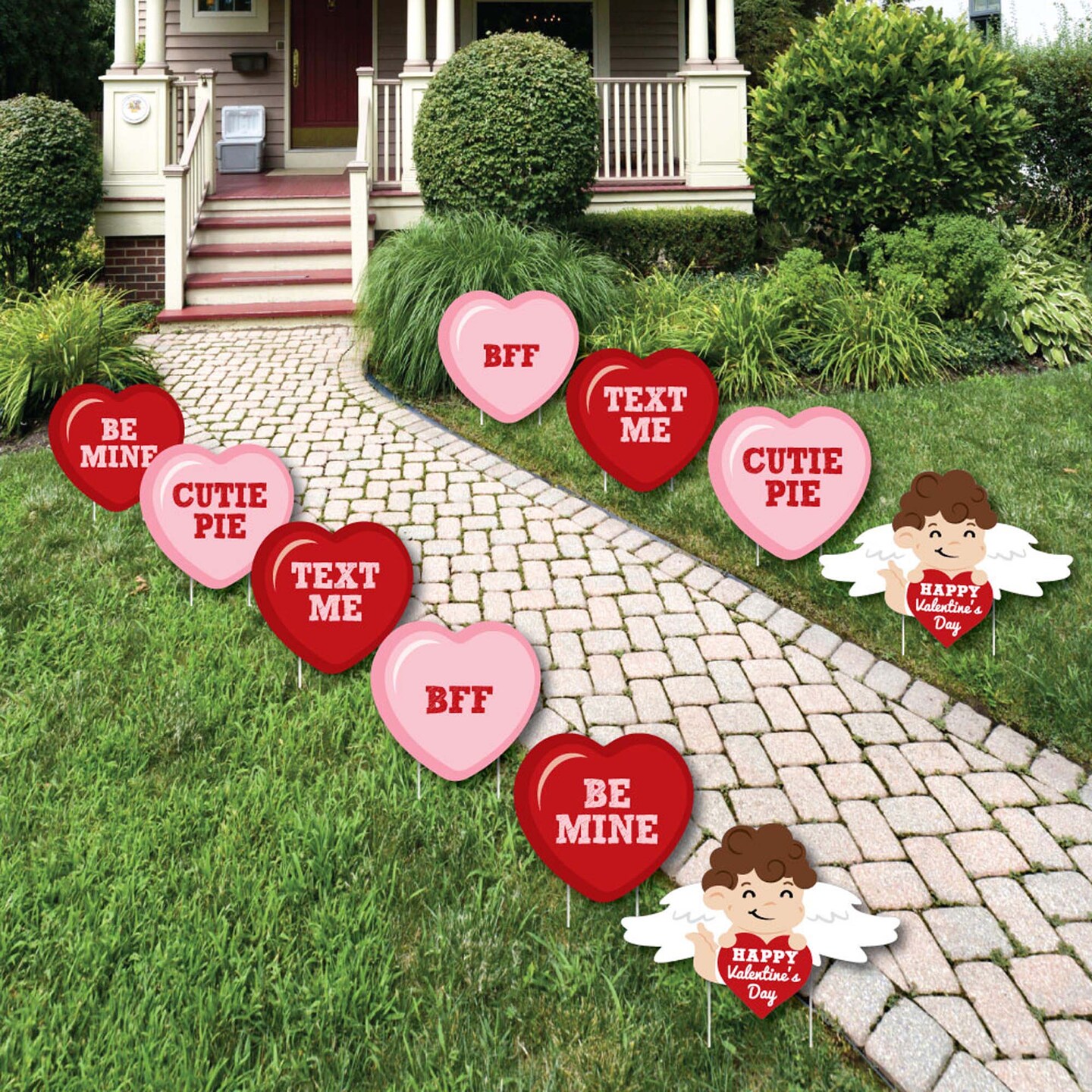 Big Dot of Happiness Conversation Hearts - Cupid and Heart Lawn ...