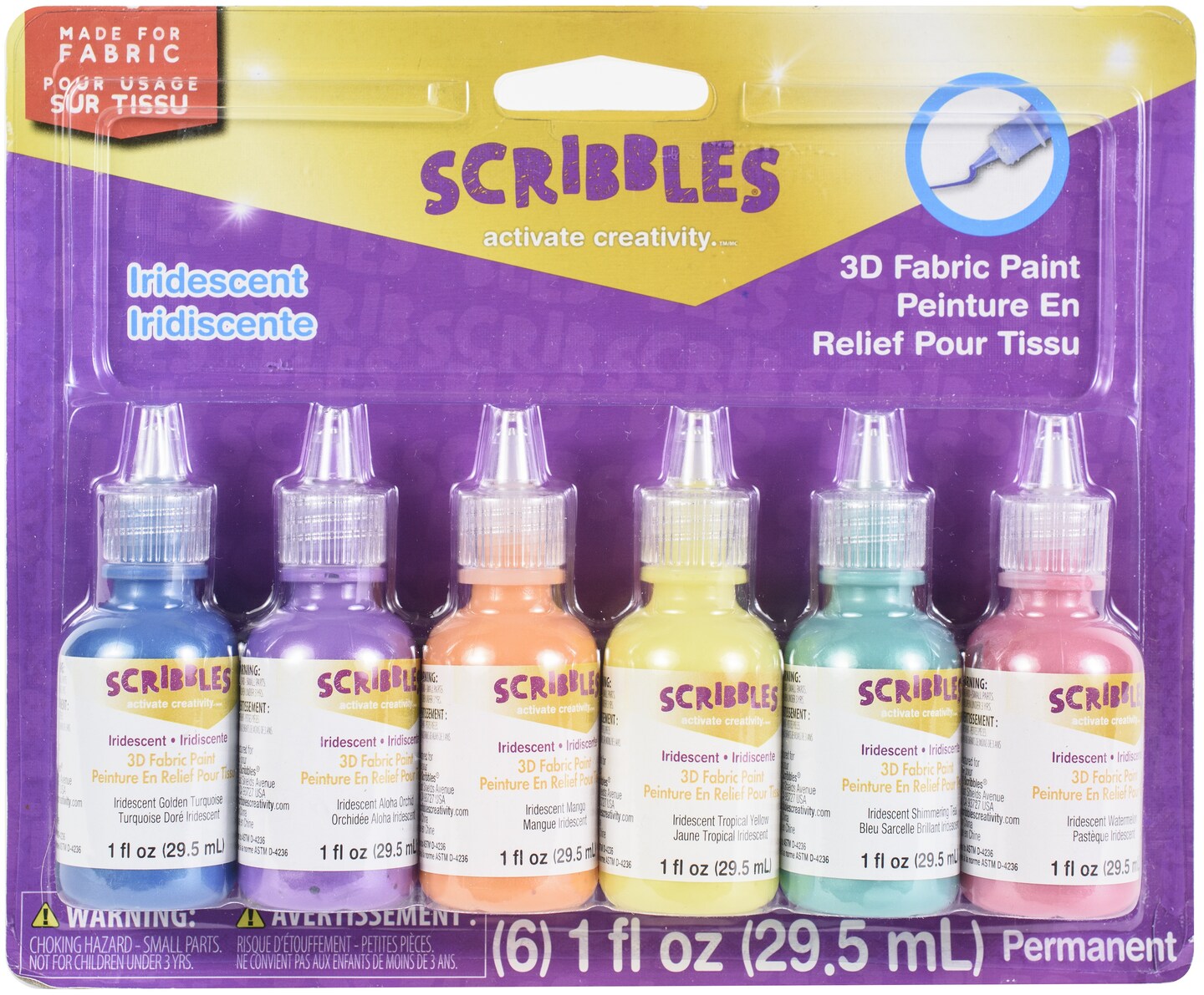Scribbles 3D Fabric Paints 1oz 6/Pkg | Michaels