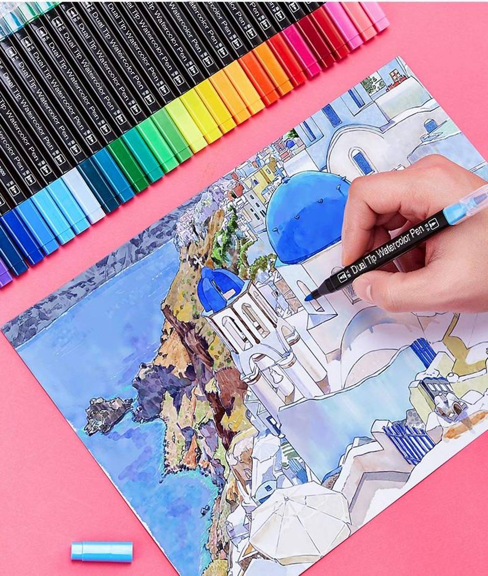 24 Colors Dual Tip Markers for Kids, Washable Set, Art with Stand ...