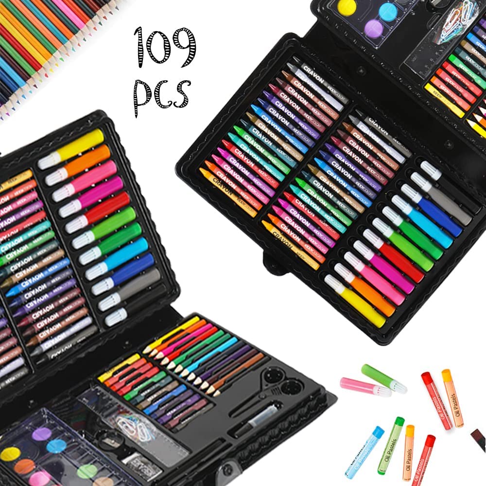 109 Pieces Deluxe Art Set for Kids, Painting & Drawing Art Supplies in ...
