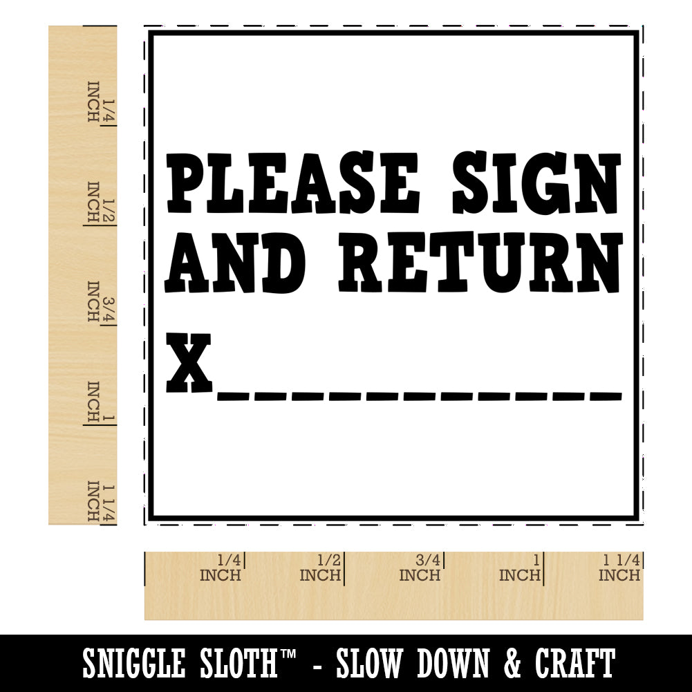 Please Sign and Return with Signature Line Teachers Square Rubber Stamp ...