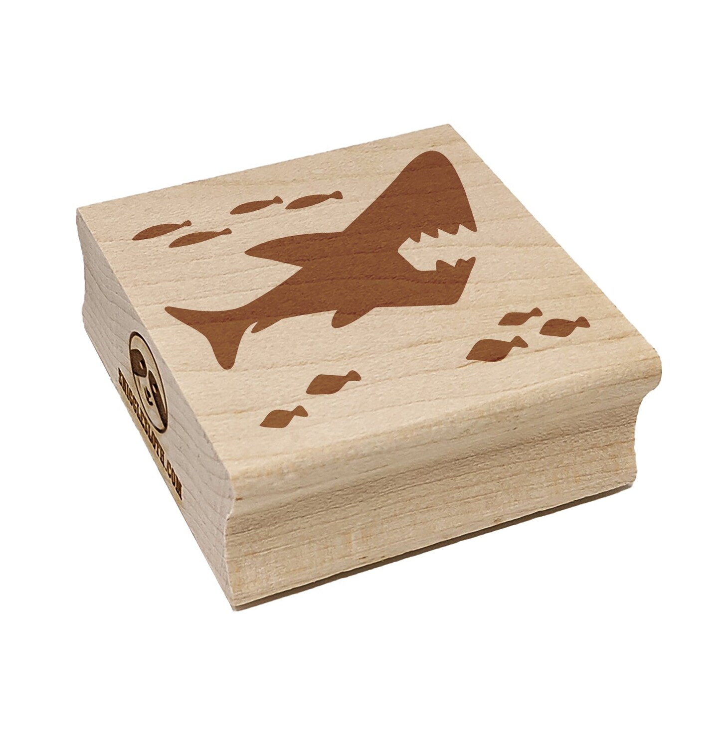 Shark and School of Fish Square Rubber Stamp for Stamping Crafting ...