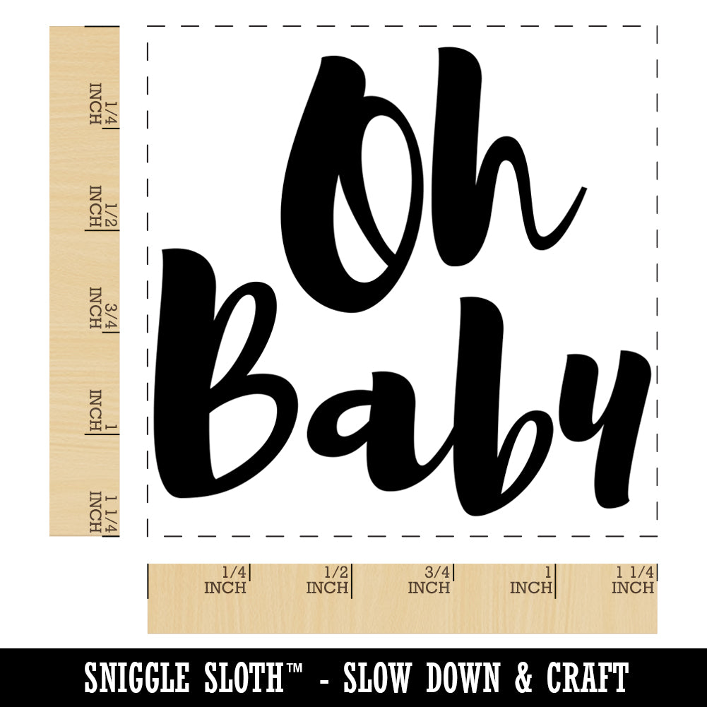 Oh Baby Script Shower Pregnancy Square Rubber Stamp for Stamping ...