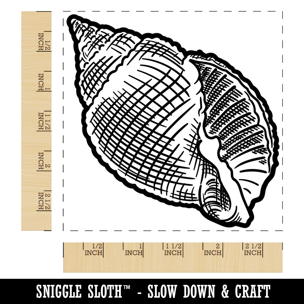 Nutmeg Shell Hashmark Shaded Beach Seashell Square Rubber Stamp for ...