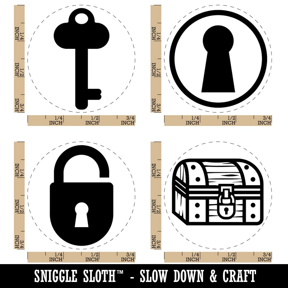 Locks Key Keyhole Treasure Chest Padlock Rubber Stamp Set for Stamping ...