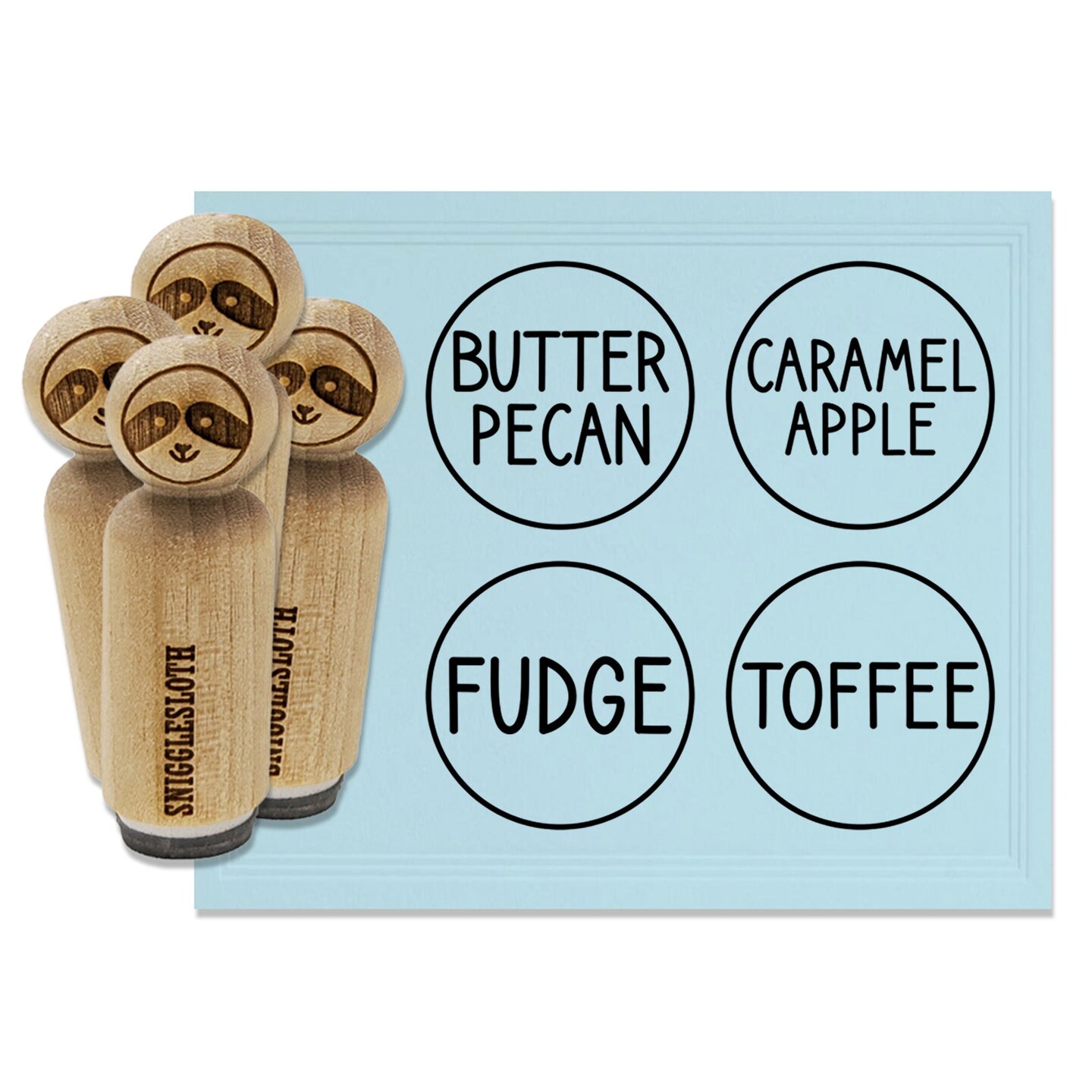 Flavor Scent Labels Fudge Toffee Butter Pecan Caramel Apple Rubber ...