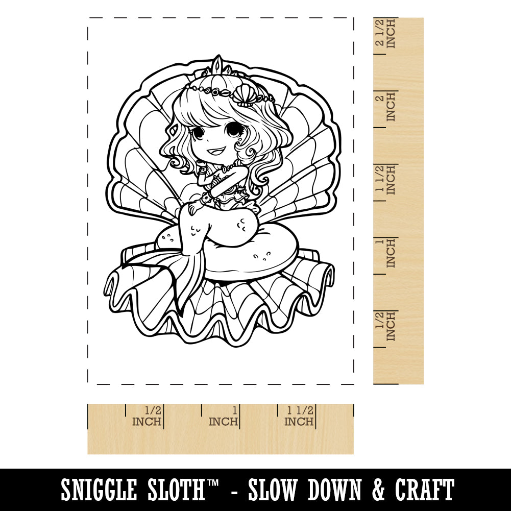 Fancy Kawaii Chibi Mermaid Princess in Giant Clam Shell Rectangle ...