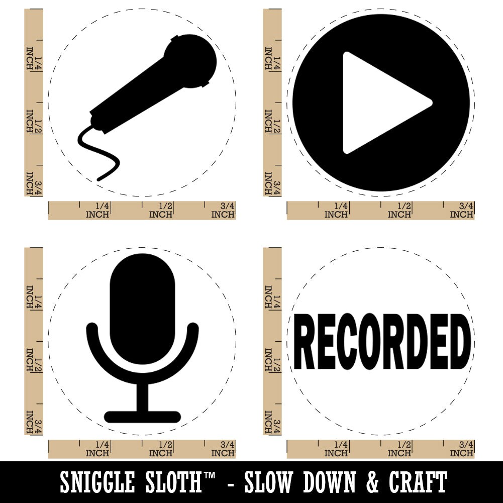 Microphone Recording Podcast Music Recorded Play Button Rubber Stamp ...