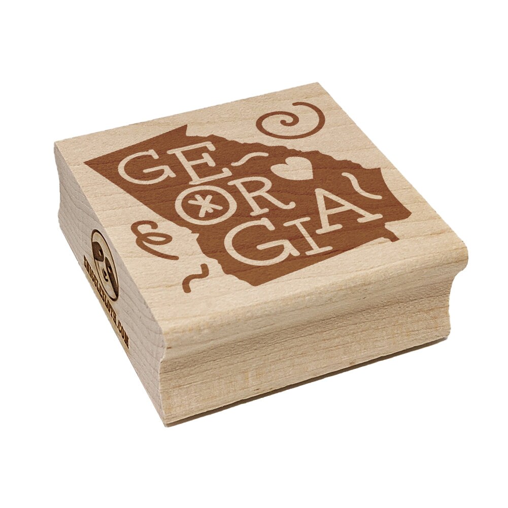 Georgia State with Text Swirls Square Rubber Stamp for Stamping ...