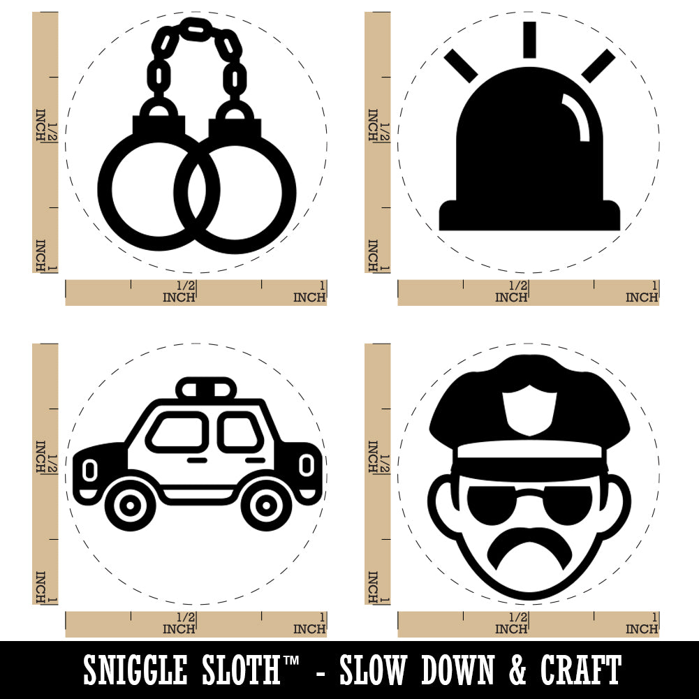 Police Officer Handcuffs Cop Car Siren Rubber Stamp Set for Stamping ...