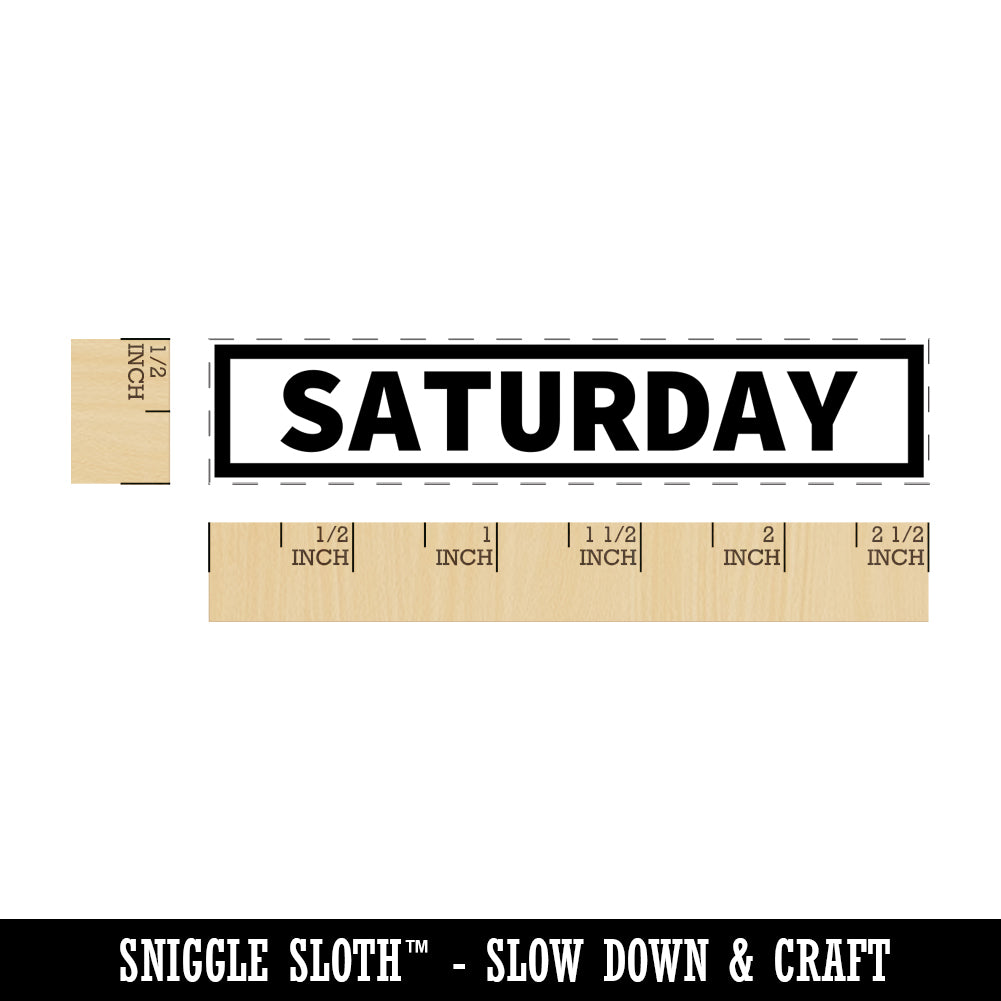 Day of Week Saturday Bold Line Border Rectangle Rubber Stamp for ...