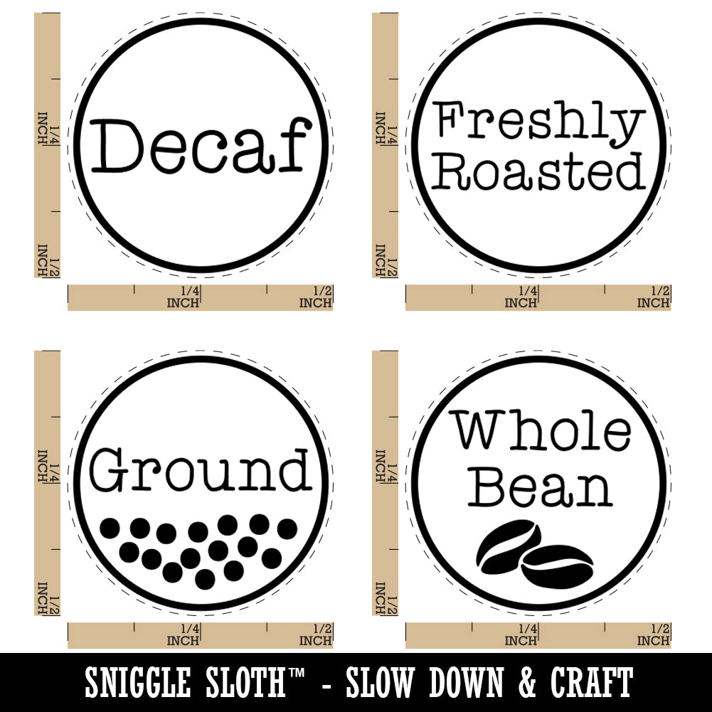 Coffee Labels Whole Bean Ground Freshly Roasted Decaf Rubber Stamp Set ...