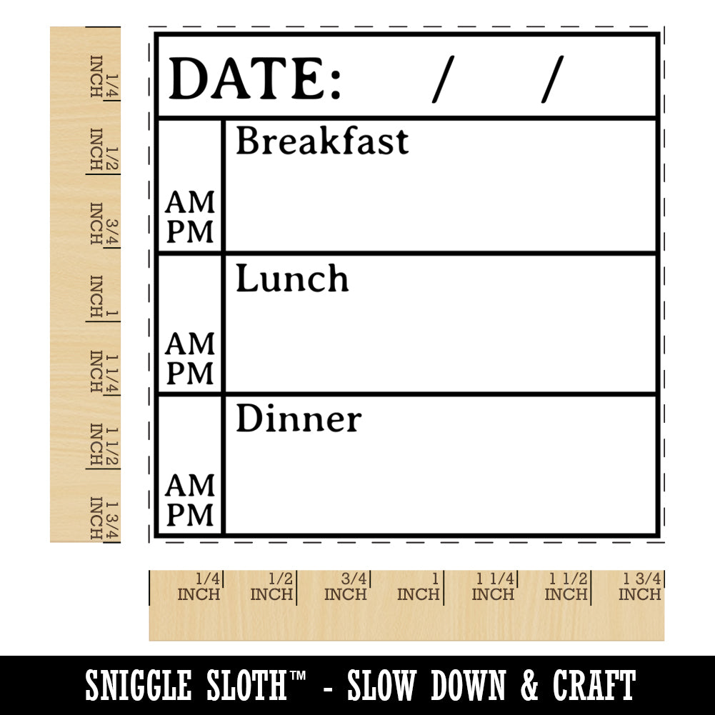 Daily Meal Tracker Planner Breakfast Lunch Dinner Square Rubber Stamp ...
