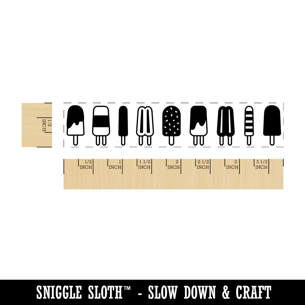 Popsicle Frozen Ice Cream Treats Border Rectangle Rubber Stamp for ...
