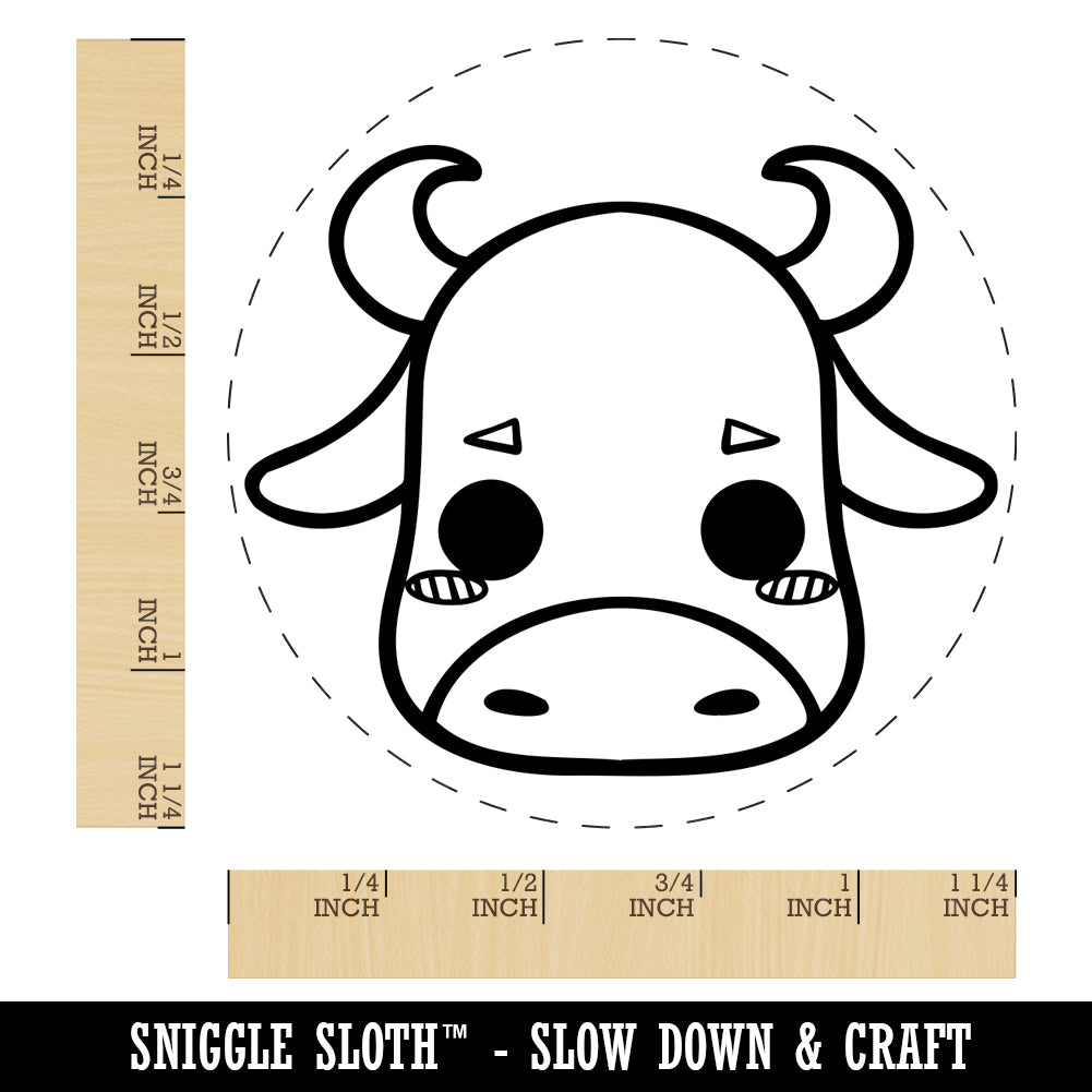 Charming Kawaii Chibi Bull Face Blushing Cheeks Rubber Stamp for ...