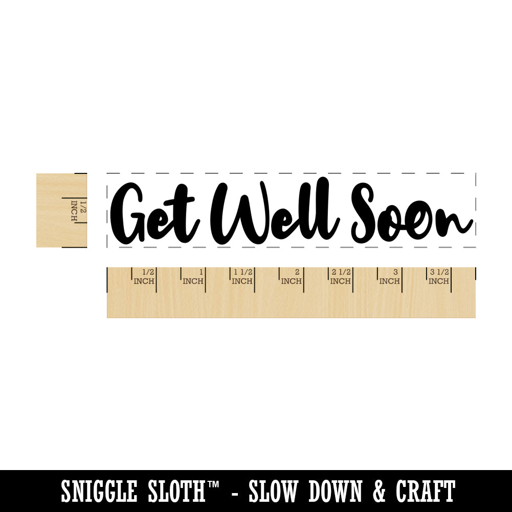 Get Well Soon Cursive Script Rectangle Rubber Stamp for Stamping ...