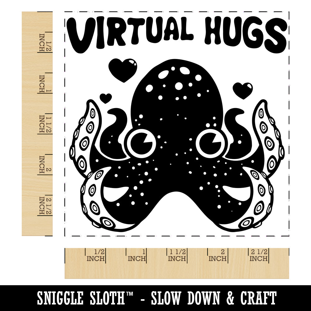 Octopus Virtual Hugs Square Rubber Stamp for Stamping Crafting | Michaels