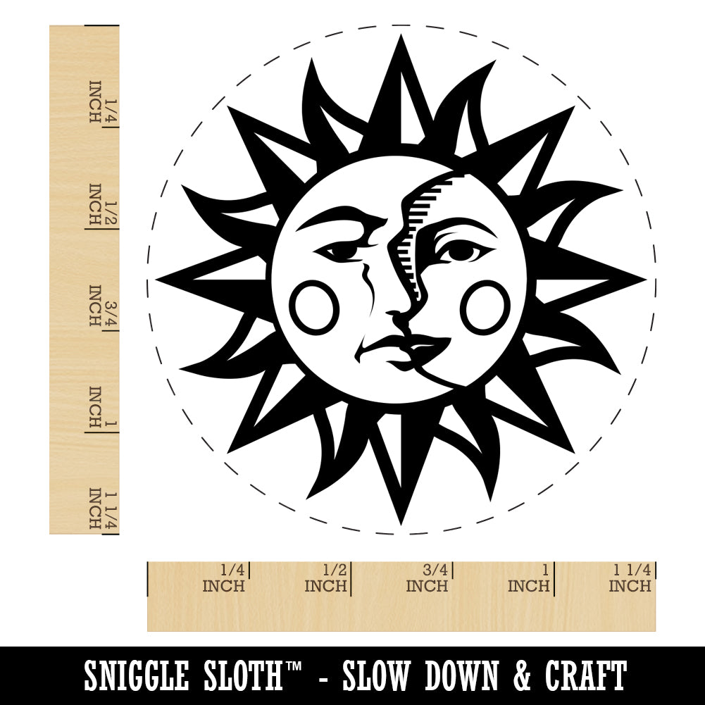 Sun and Moon Heraldic Faces Rubber Stamp for Stamping Crafting Planners ...