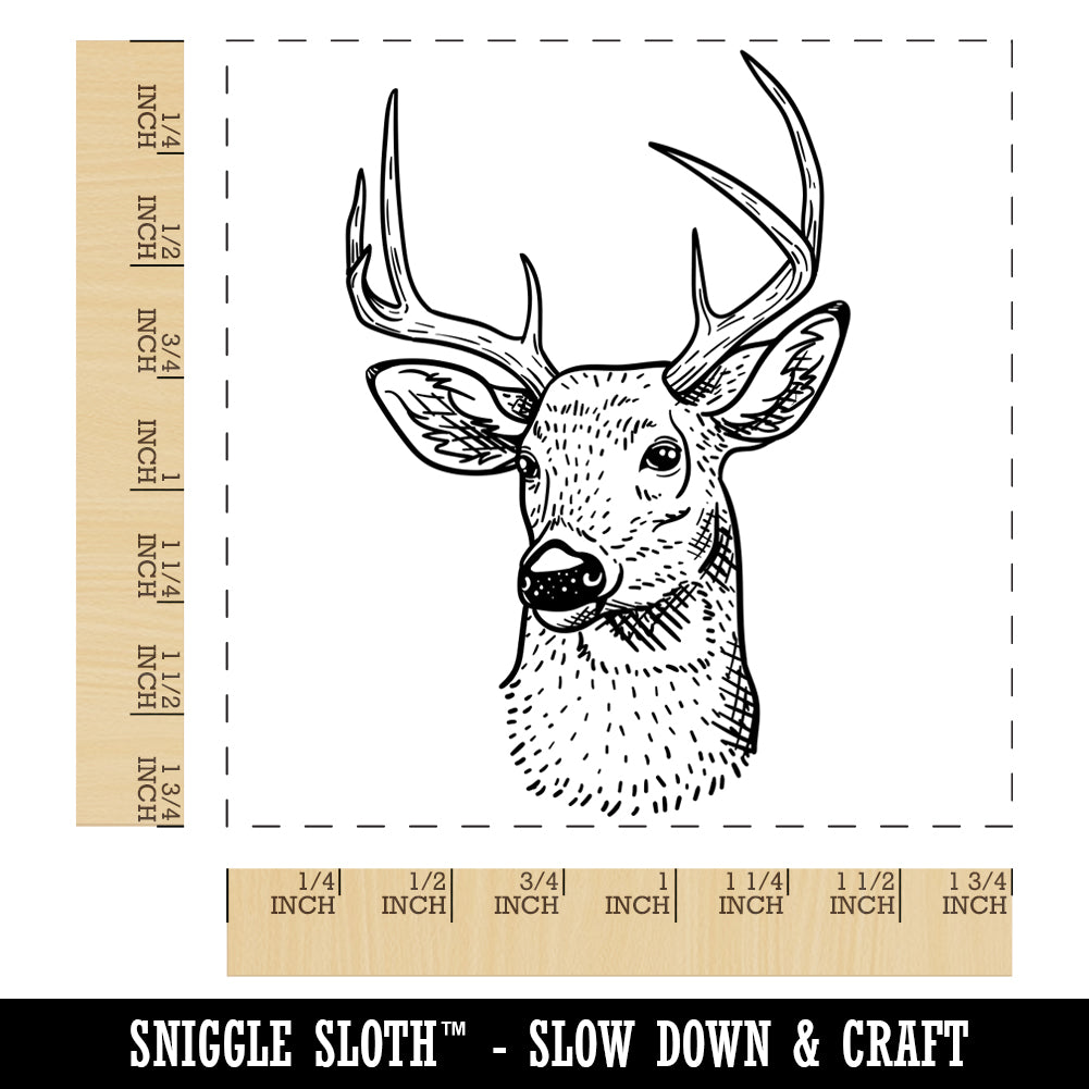 Majestic Deer Buck Head Hunter Hunting Square Rubber Stamp for Stamping ...