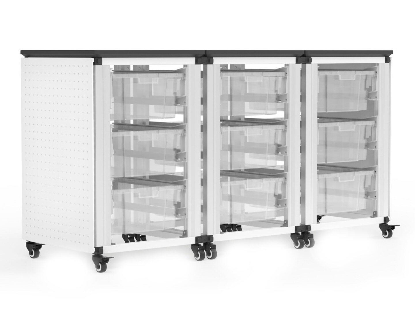 Luxor Modular Classroom Storage Cabinet - 3 side-by-side Modules with 9 ...