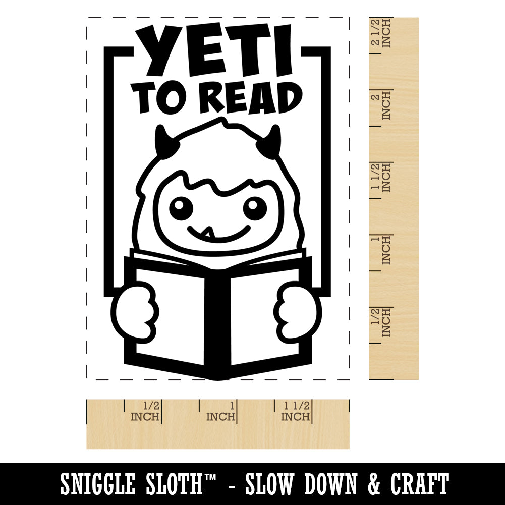 Yeti to Read with Book Rectangle Rubber Stamp for Stamping Crafting ...