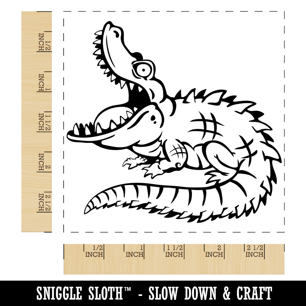 Hungry Crocodile Alligator Square Rubber Stamp for Stamping Crafting ...
