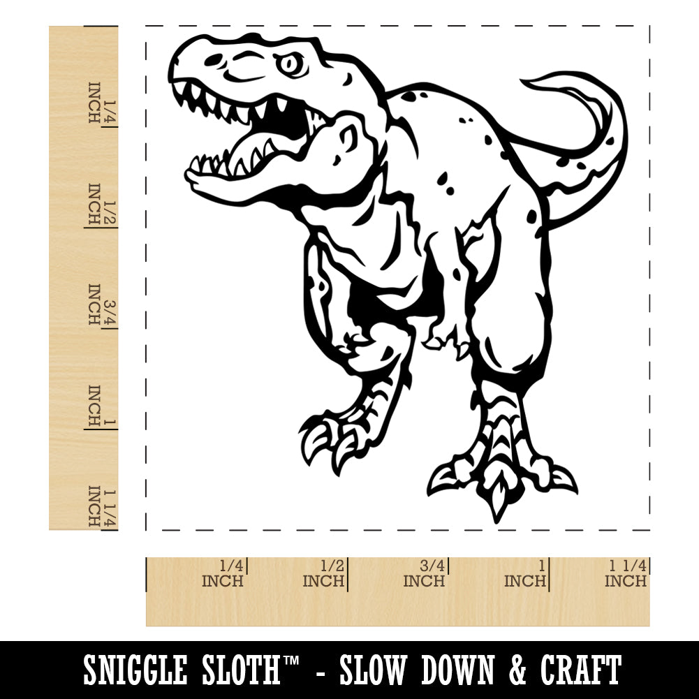 Tyrannosaurus Rex T-Rex Dinosaur on the Hunt Square Rubber Stamp for ...