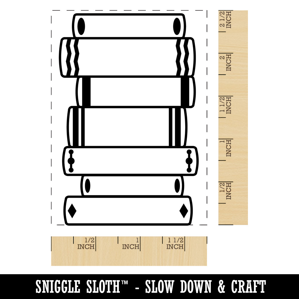 Book Tracker Stack of Book Spines Rectangle Rubber Stamp for Stamping ...