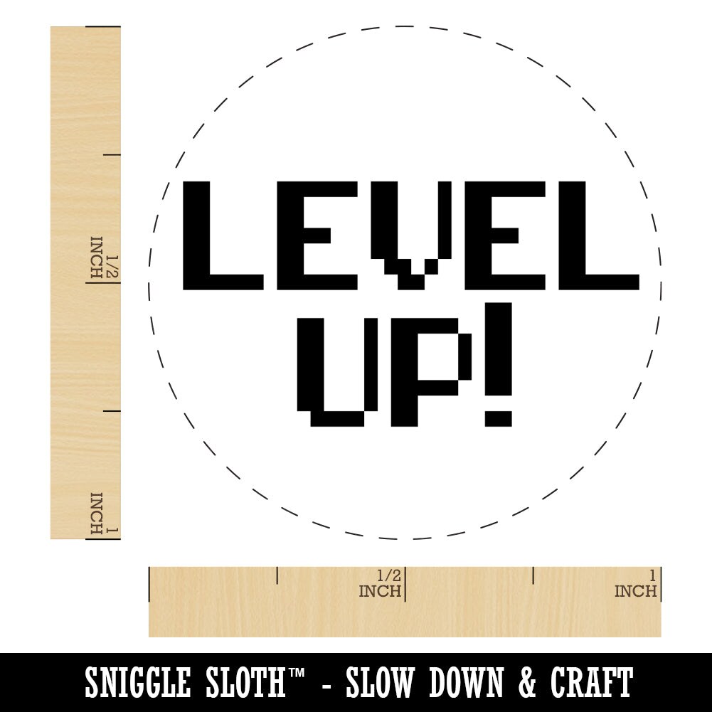 Level Up 8 Bit Digital Text Rubber Stamp for Stamping Crafting Planners ...