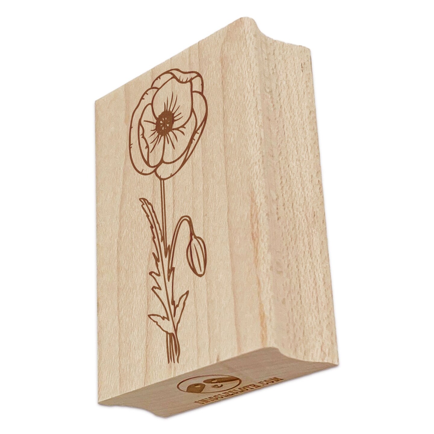 Hand Drawn Poppy Flower Rectangle Rubber Stamp for Stamping Crafting ...
