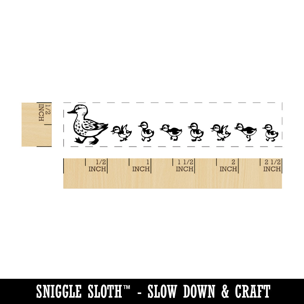 Mother Duck and Her Baby Ducklings Following Rectangle Rubber Stamp for ...