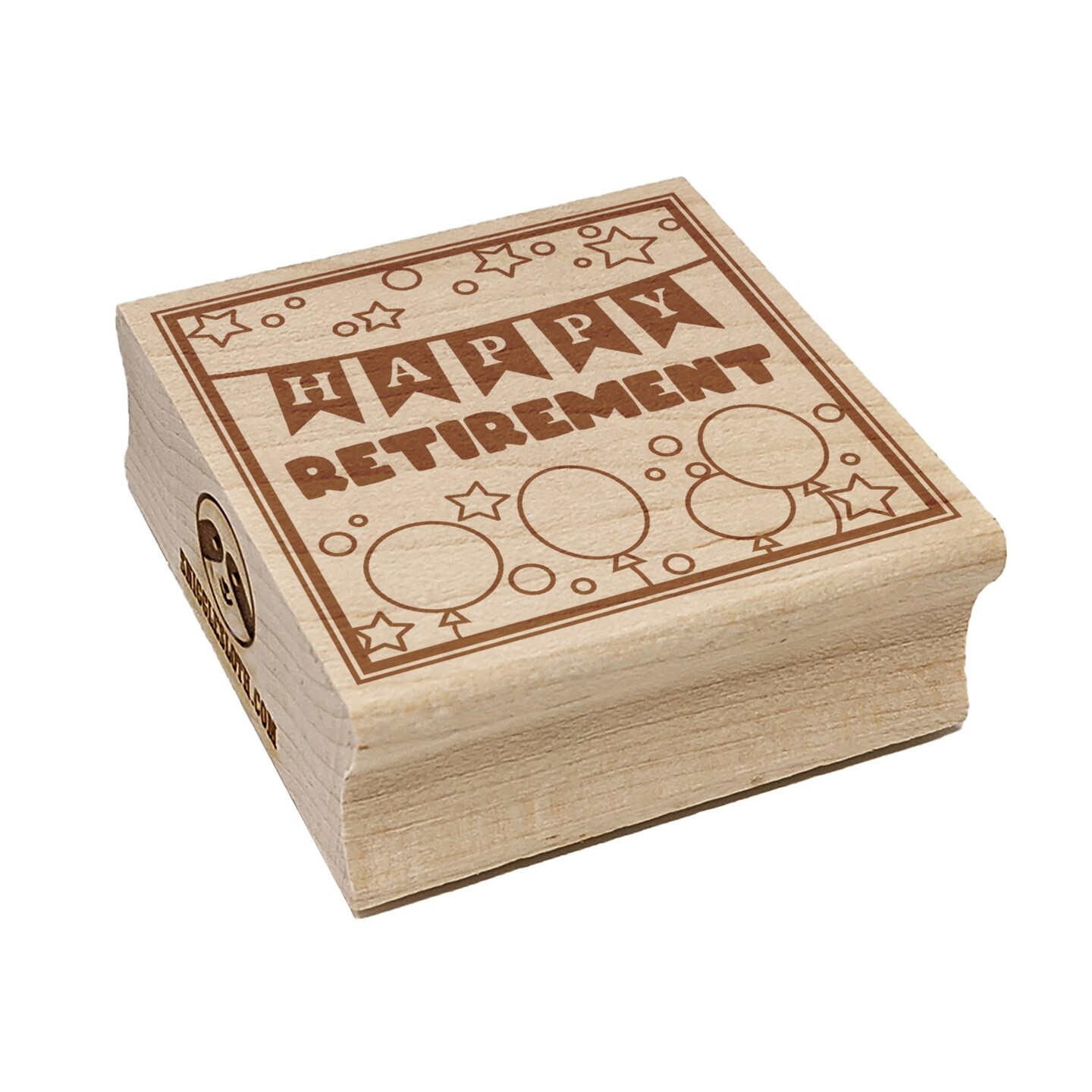 Happy Retirement Stars and Balloons Square Rubber Stamp for Stamping ...