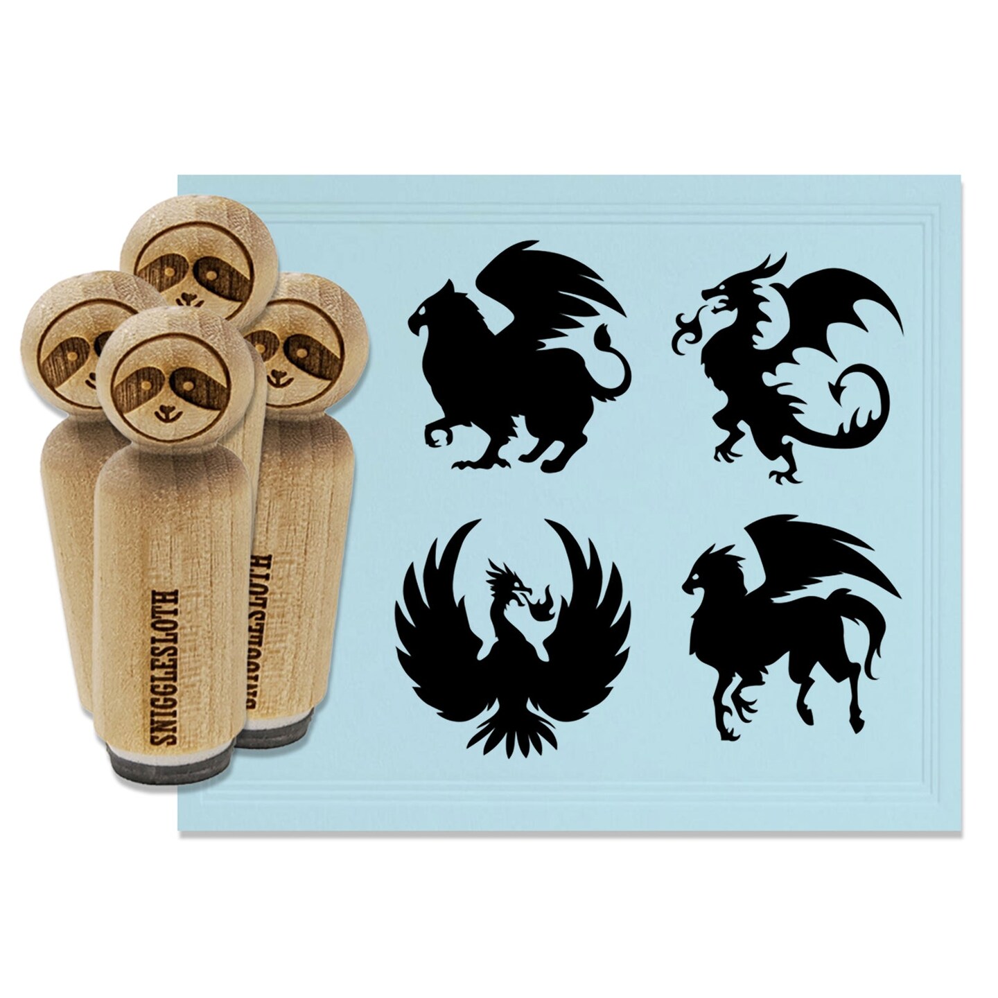 Mythical Creature Silhouettes Griffin Dragon Hippogriff Phoenix Rubber ...
