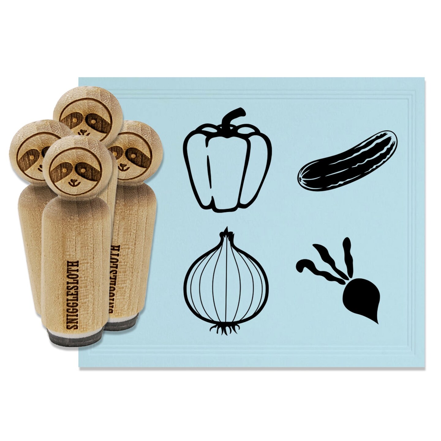 Vegetable Labels Radish Onion Cucumber Bell Pepper Rubber Stamp Set for ...