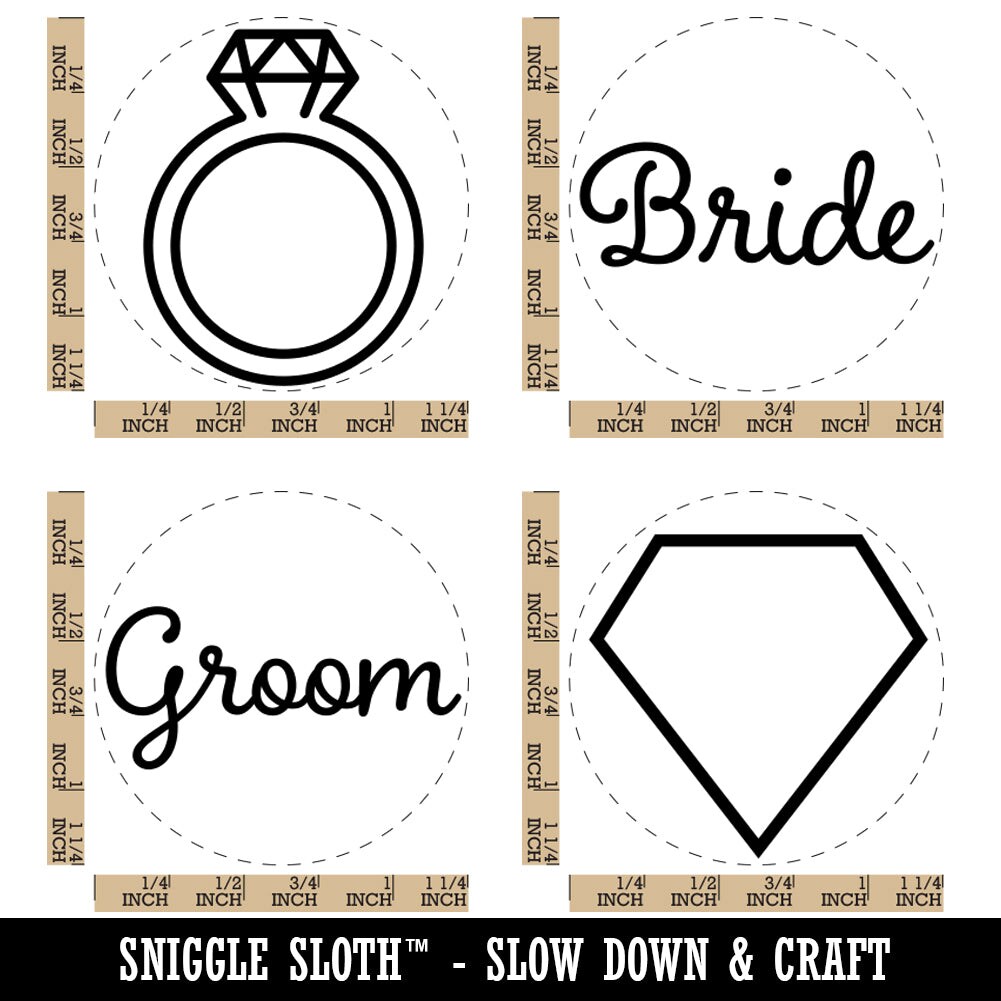 Wedding Bride Groom Diamond Engagement Ring Rubber Stamp Set for ...