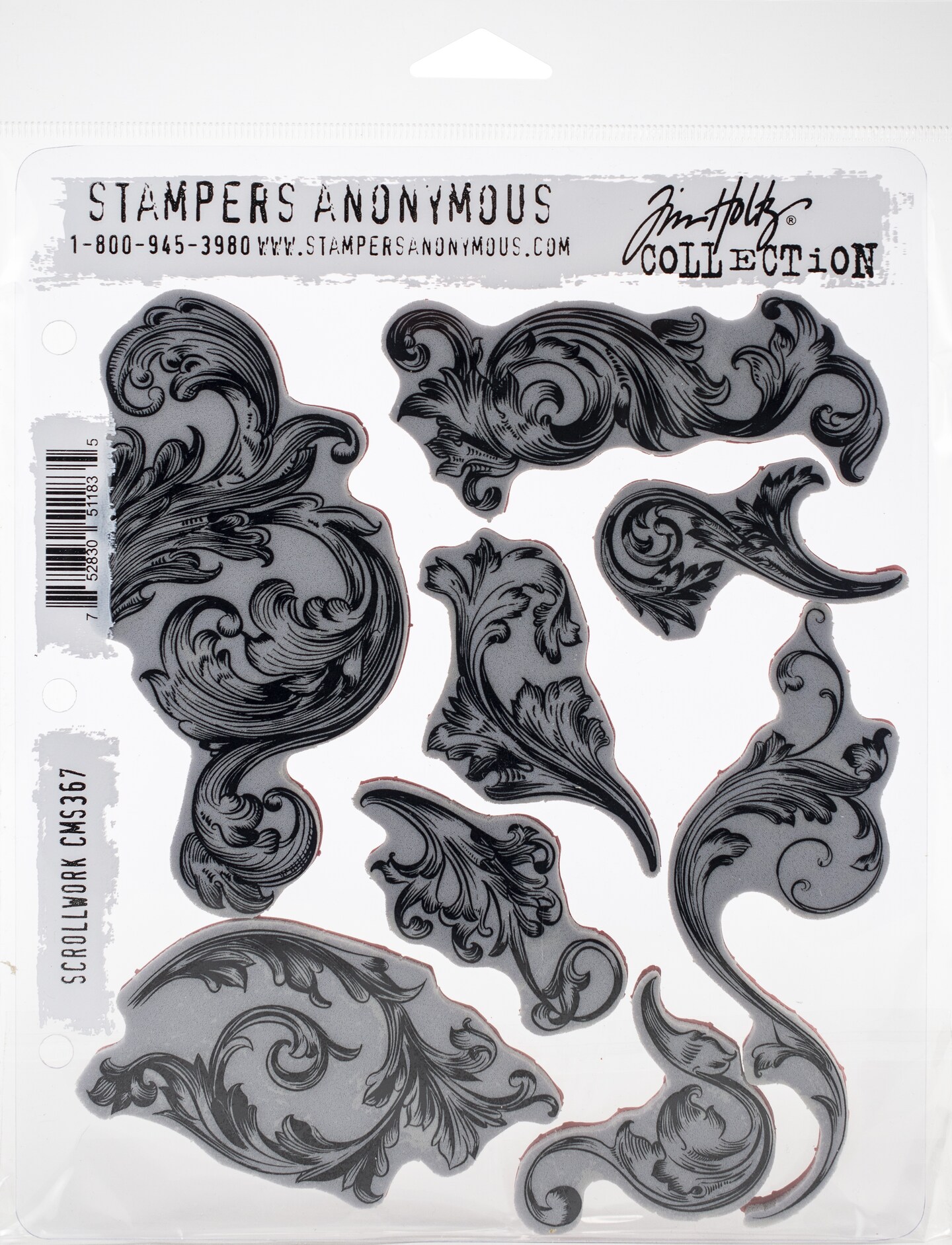 Tim Holtz Cling Stamps 7"X8.5"-Scrollwork | Michaels