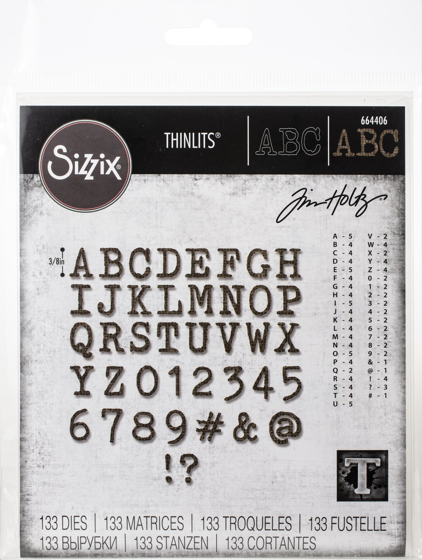 Sizzix Thinlits Dies By Tim Holtz-Alphanumeric Tiny Type Upper, Count ...