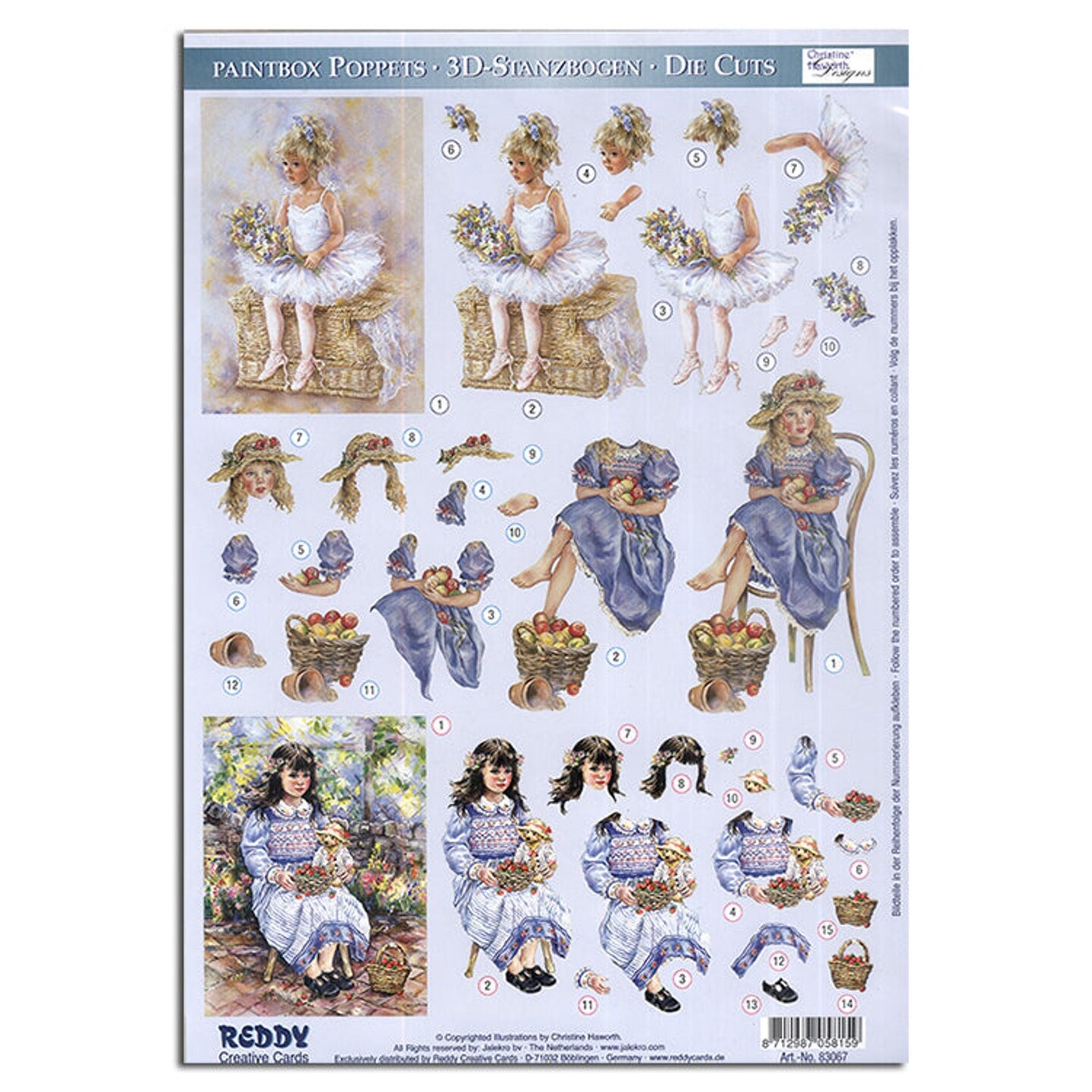 Reddy Creative Cards Die-Cut 3D Card Toppers - Paintbox Poppets Young ...