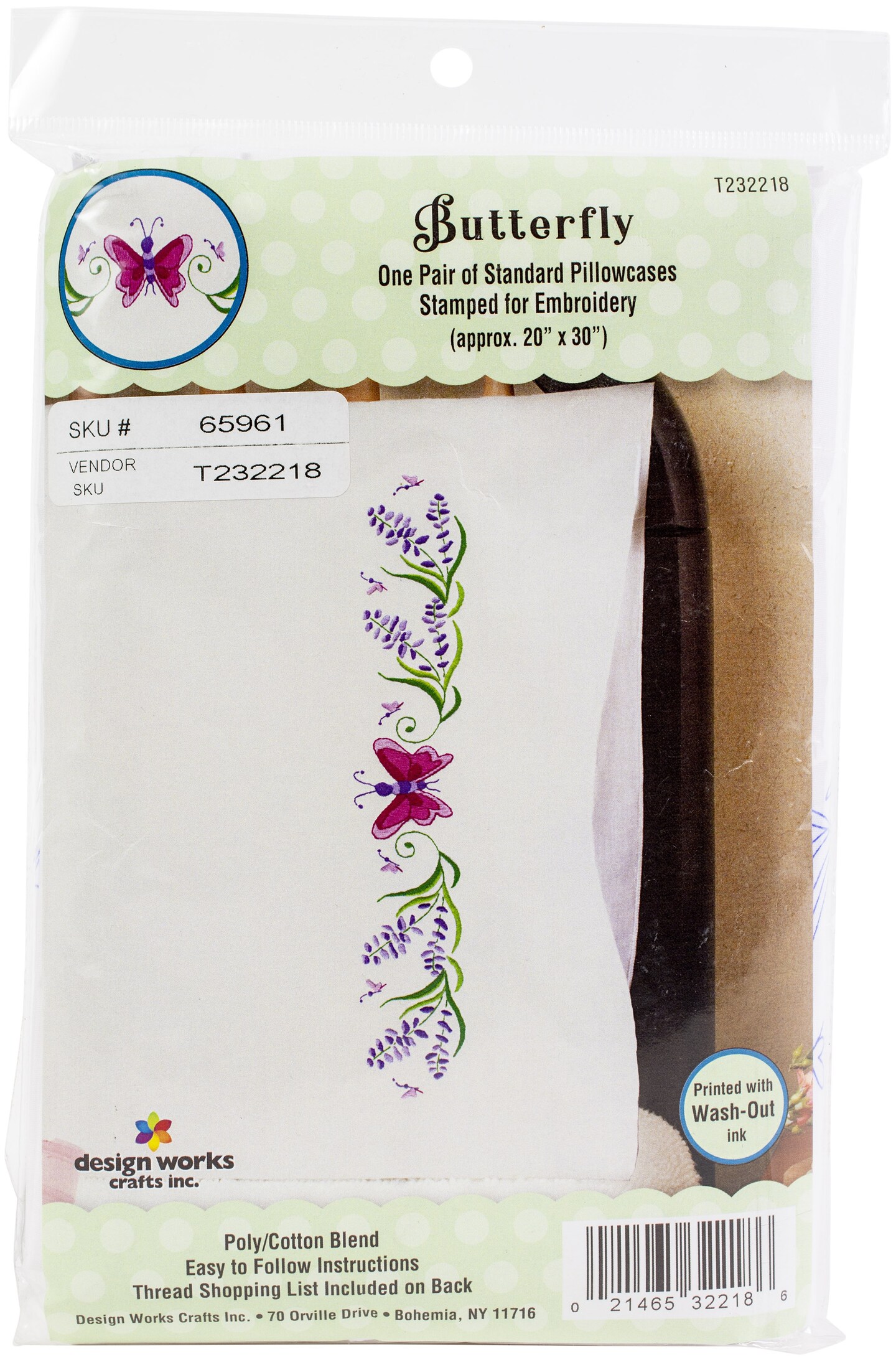 Tobin Stamped For Embroidery Pillowcase Pair 20"X30"-Pink Butterfly ...