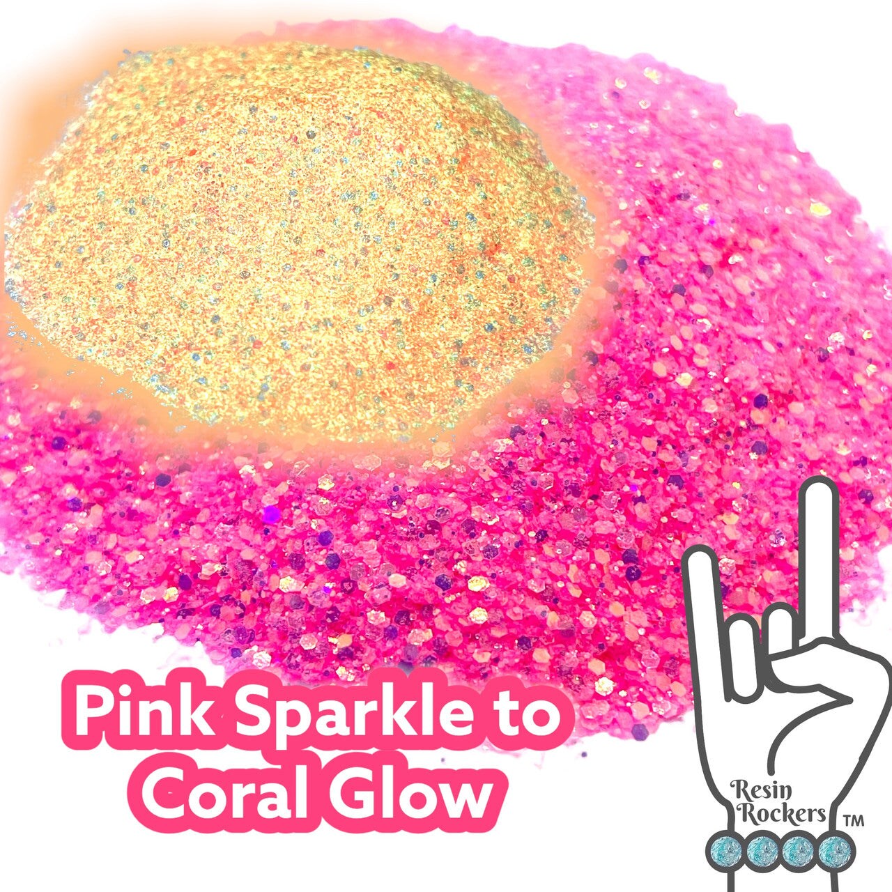 Glamour and Pink Sparkle to Coral Glow in the Dark Pixie for Poxy Color Changing Medium Chunky ...