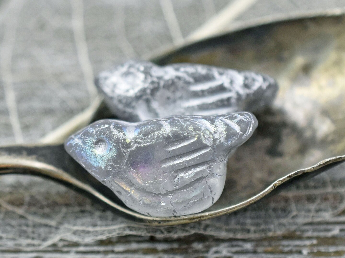 *6* 11x22mm Antique Silver AB Washed Crystal Bird Beads | Michaels