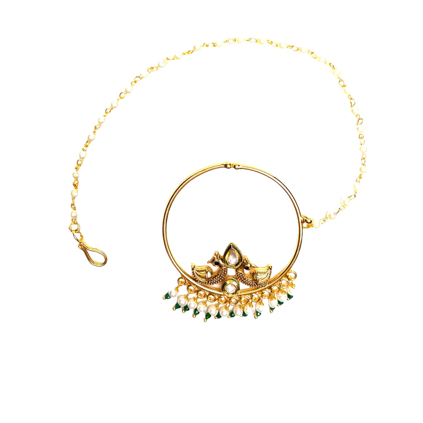 Presson Kundan Nose Ring With Gold Plating Pressing Nose Ring Kundan