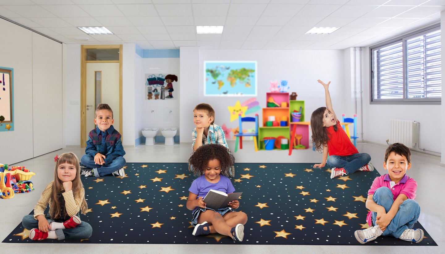 Deerlux 6 ft. Social Distancing Colorful Kids Classroom Seating Area ...