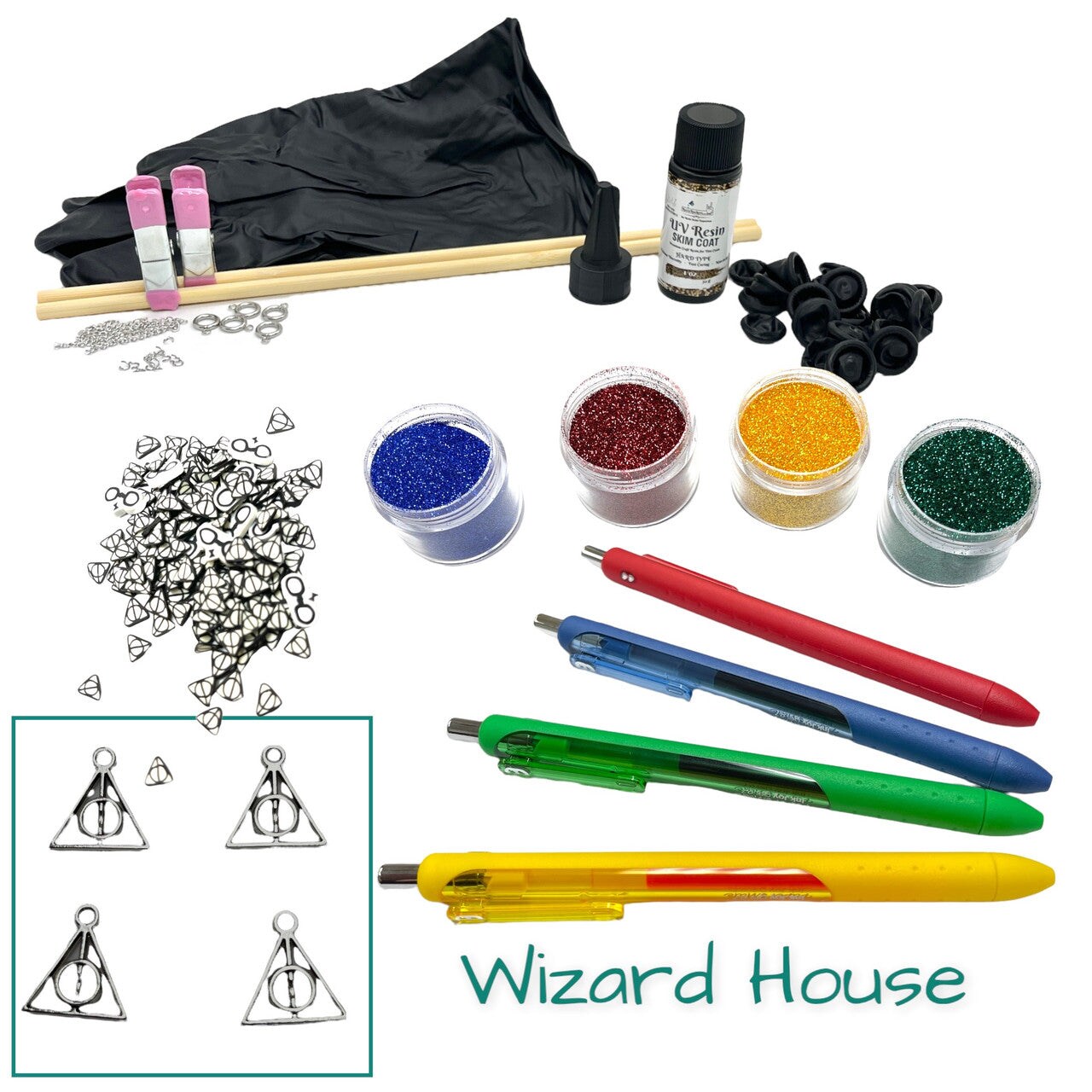 HP Inspired Wizard Houses Glitter Pen Starter Kits with UV Resin Skim ...