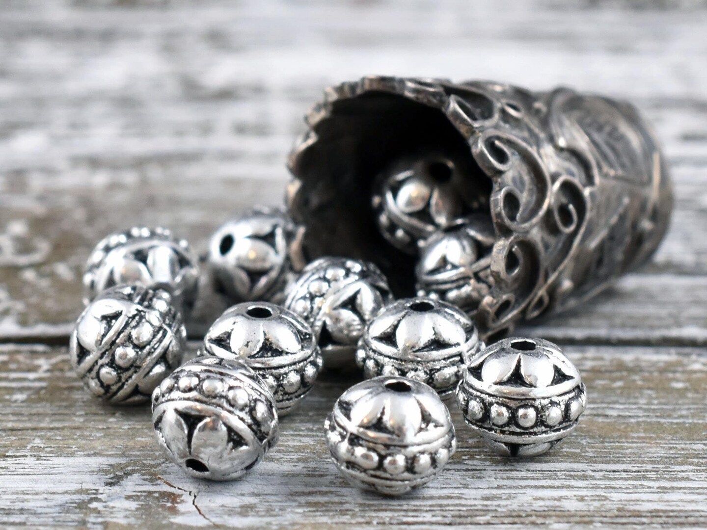 *50* 8mm Antique Silver Round Filigree Beads | Michaels