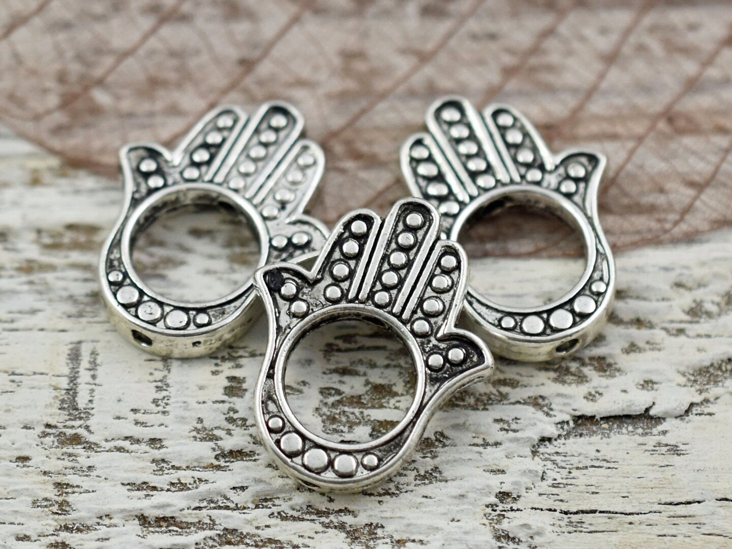 *10* 20x17mm Antique Silver Hamsa Hand Bead Frames | Michaels