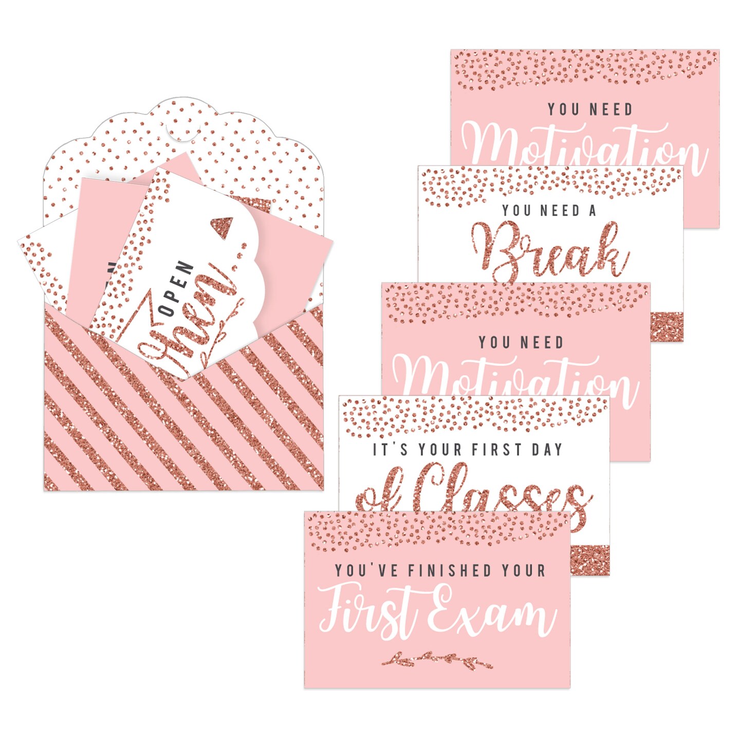 Big Dot of Happiness Rose Gold Grad - High School or College Grad Cards ...