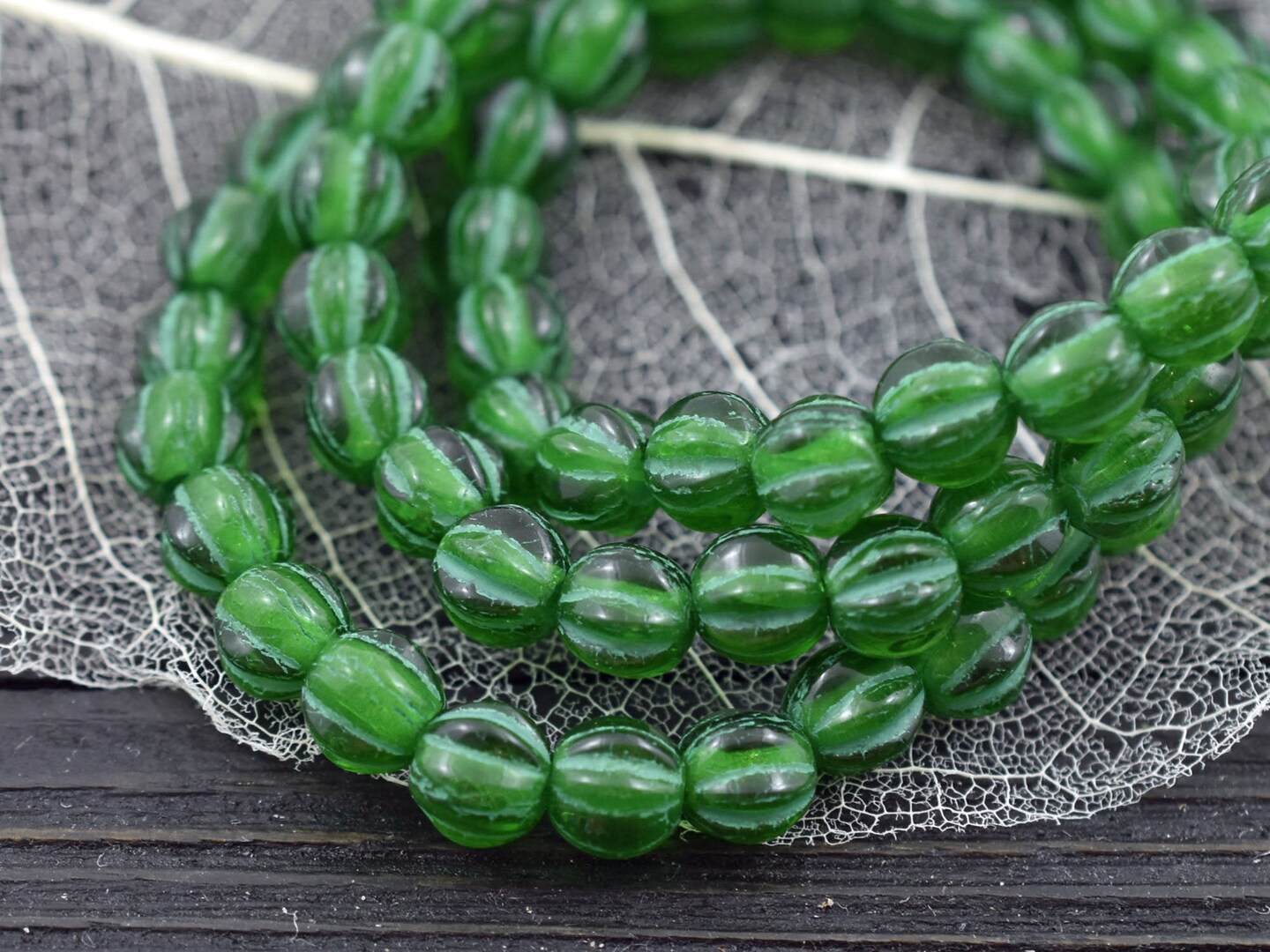 *25* 6mm Green Washed Emerald Large Hole Melon Beads | Michaels